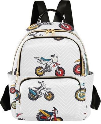 Mnsruu Mini sac à dos pour femme, motif moto, voiture, petit sac à dos tendance pour femme, sac à dos décontracté, Multi719, M