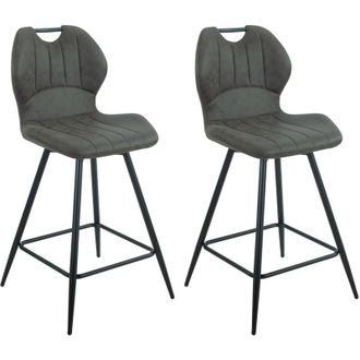 M&S Collection Lot de 2 chaises de bar 47x50x95 cm en tissu gris - LORYX
