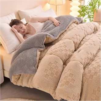 Generic Dicke Bettdecke Aus Lammkaschmir F&uuml;r Den Winter, Dicker flauschig Warmer Pl&uuml;sch Winterdecke, Bettw&auml;sche, Design, Flauschig Weiches Hygroskopisch Atmun