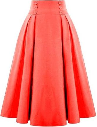 Generic Jupe plaid &eacute;l&eacute;gante r&eacute;tro vintage des ann&eacute;es 50 pour femme - Taille haute - Grille - Jupe festive vintage - Jupe midi - Jupe midi &eacute;lastique - Jupe tai