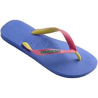 Havaianas Top Mix, Tongs Confortables, Durables et L&eacute;g&egrave;res, avec Drapeau Br&eacute;silien, Lani&egrave;res Bicolores, Adultes Unisexe