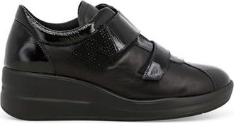 Melluso Baskets Femme en Cuir Verni Noir et Daim R25643z 36