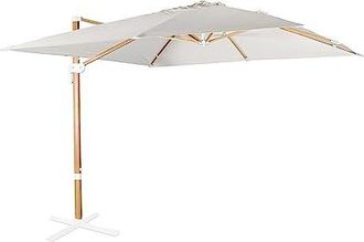 Alice's Garden Parasol d&eacute;port&eacute; carr&eacute; 3x3m haut de gamme - Falgos - ecru- Parasol excentr&eacute; inclinable. rabattable et rotatif &agrave; 360&deg;