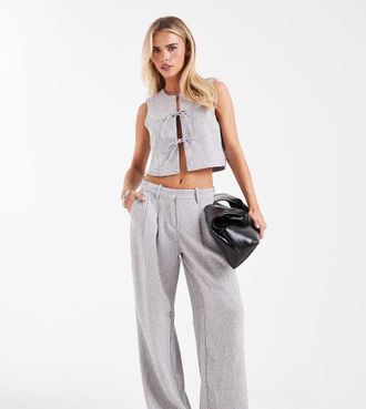 Vero Moda Petite Pantalon densemble à pinces coupe ample habillée - Gris chiné