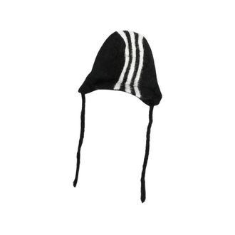 Yohji Yamamoto Stripes Bonnet - - Accessories - Herren - Schwarzk - ONE SIZE