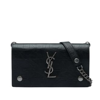 Saint Laurent Pre-owned Embossed Stud Leather Crossbody Bag - - Pre-owned - Damen - Schwarzk - ONE SIZE