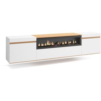 Skraut Home Skraut Home - Meuble TV, Banc T&eacute;l&eacute;, Grand espace de Rangement, 200x35x45cm, Pour les TV jusqu&agrave; 80, Chemin&eacute;e &eacute;lectrique, Suspendu, Mural, Style