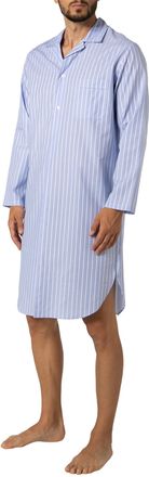 Novila Herren Nachthemd blau Popeline Stoff Gestreift