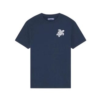 Vilebrequin Portisol Baumwoll-T-Shirt Big Turtle Stickerei - - Tops - Herren - Blau - 2XL