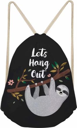 CHAQLIN Lets Hang Out Faultier Beutel mit Kordelzug, f&uuml;r Jungen, Geschenk, Schule, Sport, Turnbeutel, Kinder, M&auml;dchen, Rucksack, Faultier, Geschenke, wasserdi