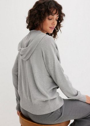 Bonprix Strickpullover aus Viskosemischung, mit Kapuze, mit K&auml;ngurutasche