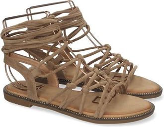 Shoes & Blues Sandales plates pour femme, confortables design tressé et lacets réglables à la cheville, idéales pour le quotidien., kaki, 36 EU