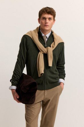 Bugatti Strickjacke Regular Fit aus Baumwolle mit Stehkragen