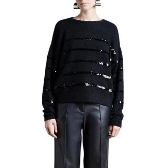 Kaos Rundhals-Pullover mit Paillettenstickerei - - Knitwear - Damen - Schwarzk - S