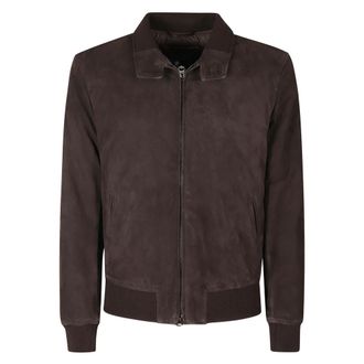 STEWART Lederjacke mit Rippstrickb&uuml;ndchen - - Jackets - Herren - Braun - M