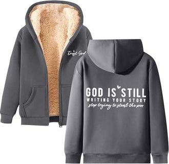 Generic Sweat &agrave; capuche d&eacute;contract&eacute; Essentials pour femme - Pull &agrave; capuche pour sport dhiver - Style occidental mignon - Fermeture &eacute;clair en fourrure - Avec c