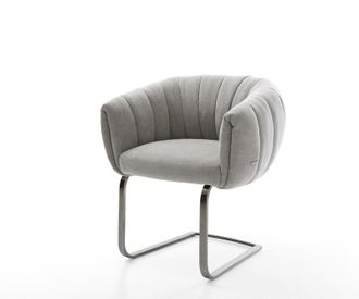 DELIFE Freischwinger Jada-Flex Strukturstoff Soft Grau Freischwinger flach Graphit Taschenfederkern, Esszimmerst&uuml;hle