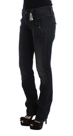 Ermanno Scervino Womens Blue Wash Cotton Slim Fit Jeans Clothing