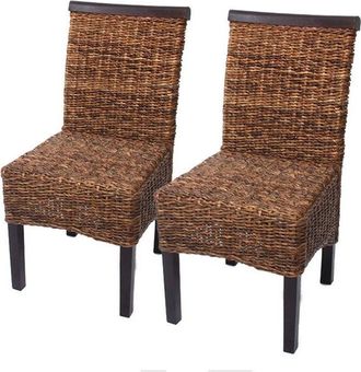 Mendler Mendler - Lot de 2 chaises M45, banane tress&eacute;e, 47x54x93cn, pieds fonc&eacute;s