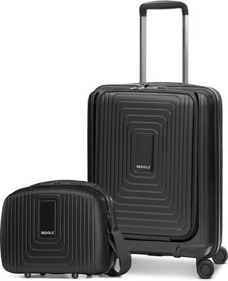 Redolz Hartschalen Koffer-Set-2-teilig | S Trolley 40 x 23 x 55 cm mit Laptopfach & Dehnfalte - 3,2 kg + Beauty-Case 34 x 17 x 27 cm - 1,1 kg | f&uuml;r Damen & H