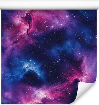OEM Carta Da Parati Con Galassia Ad Acquerello, Viola E Blu Navy, 50x1000 Cm