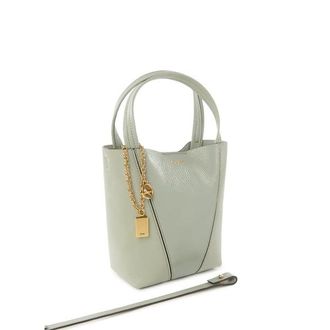 Chloé Kleine Spin-Einkaufstasche aus genarbtem Leder - Grün