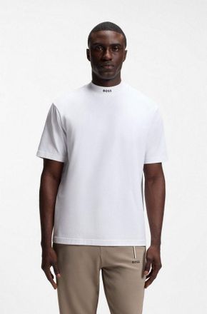 HUGO BOSS T-Shirt Tee Collar Relaxed Fit Stretch Jersey Baumwolle, Logo Centered, Rundhals