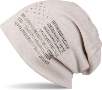 styleBREAKER M&uuml;tze Beanie mit USA Flagge aus Strass