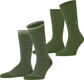 Burlington Herren Socken Everyday Stripe Mixed Multipack M So Baumwolle gemustert 2 Paar, Grün Fir Green 7656, 40-46
