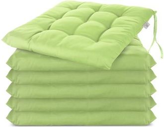 Brandsseller Lot de 6 Coussin de chaise 40x40 cm Coussin dassise Rembourrage de chaise avec Fixations D&eacute;coration pour lint&eacute;rieur et lext&eacute;rieur piqu&eacute; - Vert