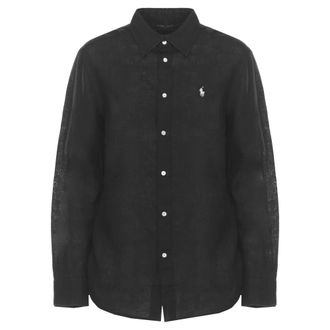 Ralph Lauren Femme, Blouses et Chemises, Noir, Taille: 42 FR Chemise en lin coupe classique