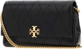 Tory Burch Womens Black Leather Charlie Crossbody Bag Portafogli Wallet