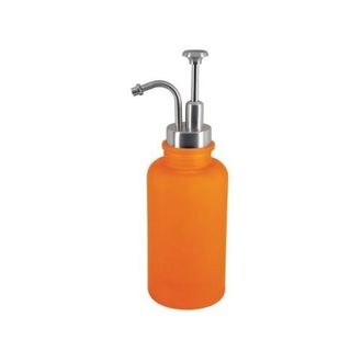 Spirella Seifenspender Yoko | mit Edelstahlpumpe | Desinfektionsspender | Glas | 300ml | Langliebig und Robust | Orange