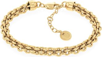 Tommy Hilfiger Schmuck f&uuml;r Damen: 23K Vergoldetes Kettenarmband aus Edelstahl und Passende Halskette