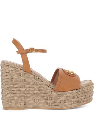 Valentino Garavani espadrilles à plaque Vlogo 120 mm - Marron