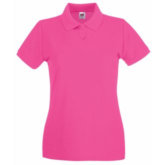 Fruit Of The Loom Lady-Fit Premium Pique Polo-Shirt Gr. Large, fuchsia
