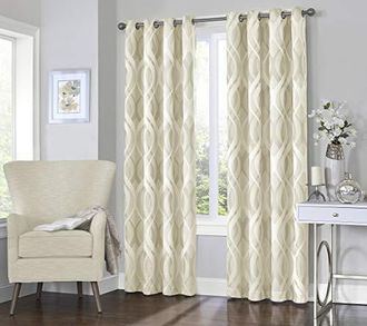 Eclipse Caprese 132,1 x 213,4 cm isoliert verdunkelnd Einzelpaneel Ösen Oben Fenster Behandlung Wohnzimmer, Textil, Elfenbein, 52 W x 84 L (Pack of 1)
