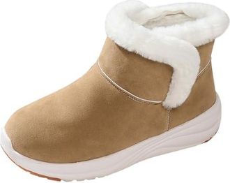 Generic Bottines dHiver Femme R&eacute;tro Daim Doublure Chaude Polaire Bottes De Neige Slip-on Semelle Antid&eacute;rapante L&eacute;g&egrave;res Confortable Chaussures Automne Hiver 36