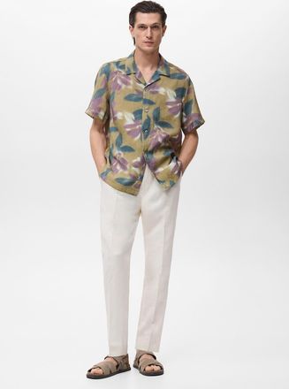 Mango Kurzärmliges Printhemd helllila/pastelllila - Herren - XL - MANGO MAN