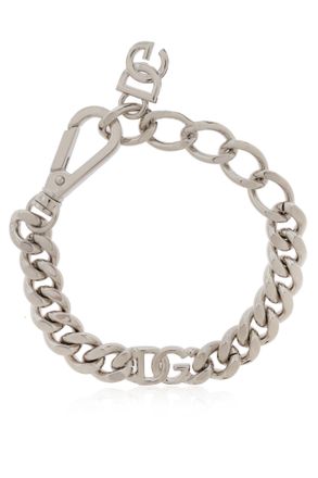 Dolce & Gabbana Bracelet With Logo, Mens, Silver