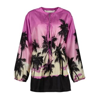 Palm Angels Femme, Blouses et Chemises, Multicolore, Taille: 36 FR Haut imprim&eacute; &agrave; manches longues