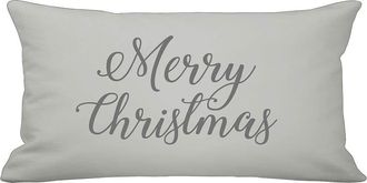 Krasilnikoff Kissenhülle, Kissenbezug - Merry Christmas - grau, anthrazit - Baumwolle - 30 x 60 cm