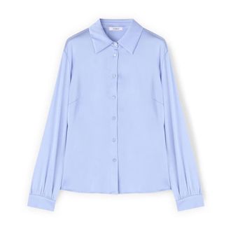 Motivi Chemise en satin - Femme - Blouses et Chemises - Bleu - Taille: 42 FR