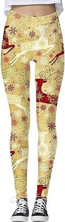 Generic Legging de sport pour femme - Pantalon imprim&eacute; de No&euml;l personnalis&eacute; - Pour course &agrave; pied, f&ecirc;te du P&egrave;re No&euml;l, bonhomme de neige, kaki, XXL