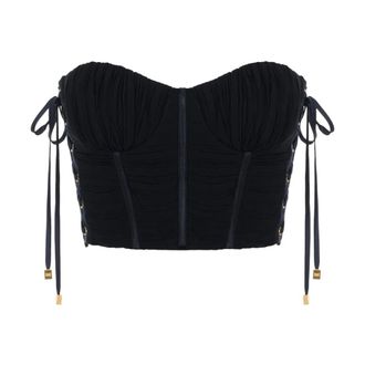 Elisabetta Franchi Crepon Bustier-Top - - Tops - Damen - Schwarzk - 2XL