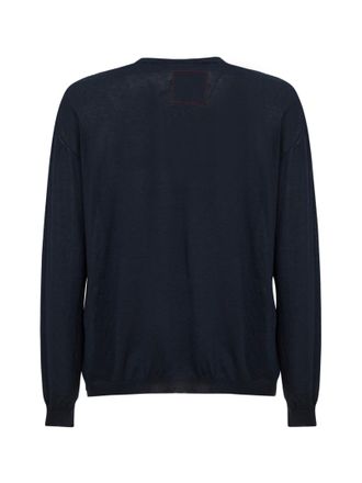 Uma Wang Mens Blue Wool And Silk Crepe Crewneck Sweater Cotton