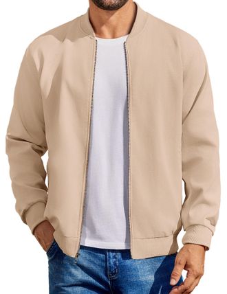 Coofandy Herren-Bomberjacke aus Baumwolle, leichte Fliegerjacken, l&auml;ssige Softshell-Jacke, Khaki-1, XXL