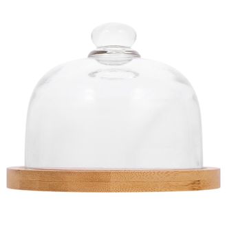 Angoily Serviertablett mit Glasdeckel 65 Zoll Holz Obst und Dessertplatte f&uuml;r Partys und Kuchenpr&auml;sentation Aufbewahrungstablett f&uuml;r Snacks und Brote