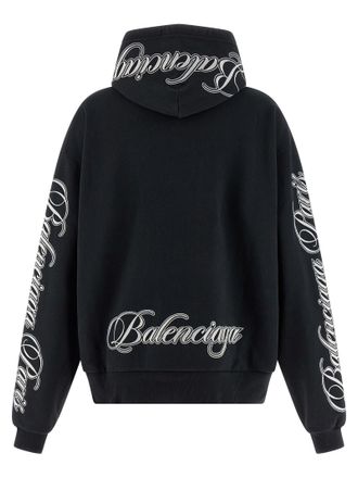 Balenciaga Womens Black Cotton Hoodie Clothing