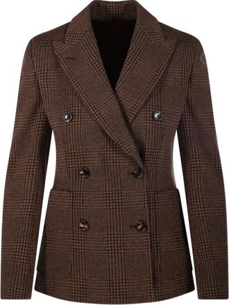 Max Mara Femme, Vestes, Brun, Taille: 44 FR Veste &agrave; Carreaux Marron Double-Breasted